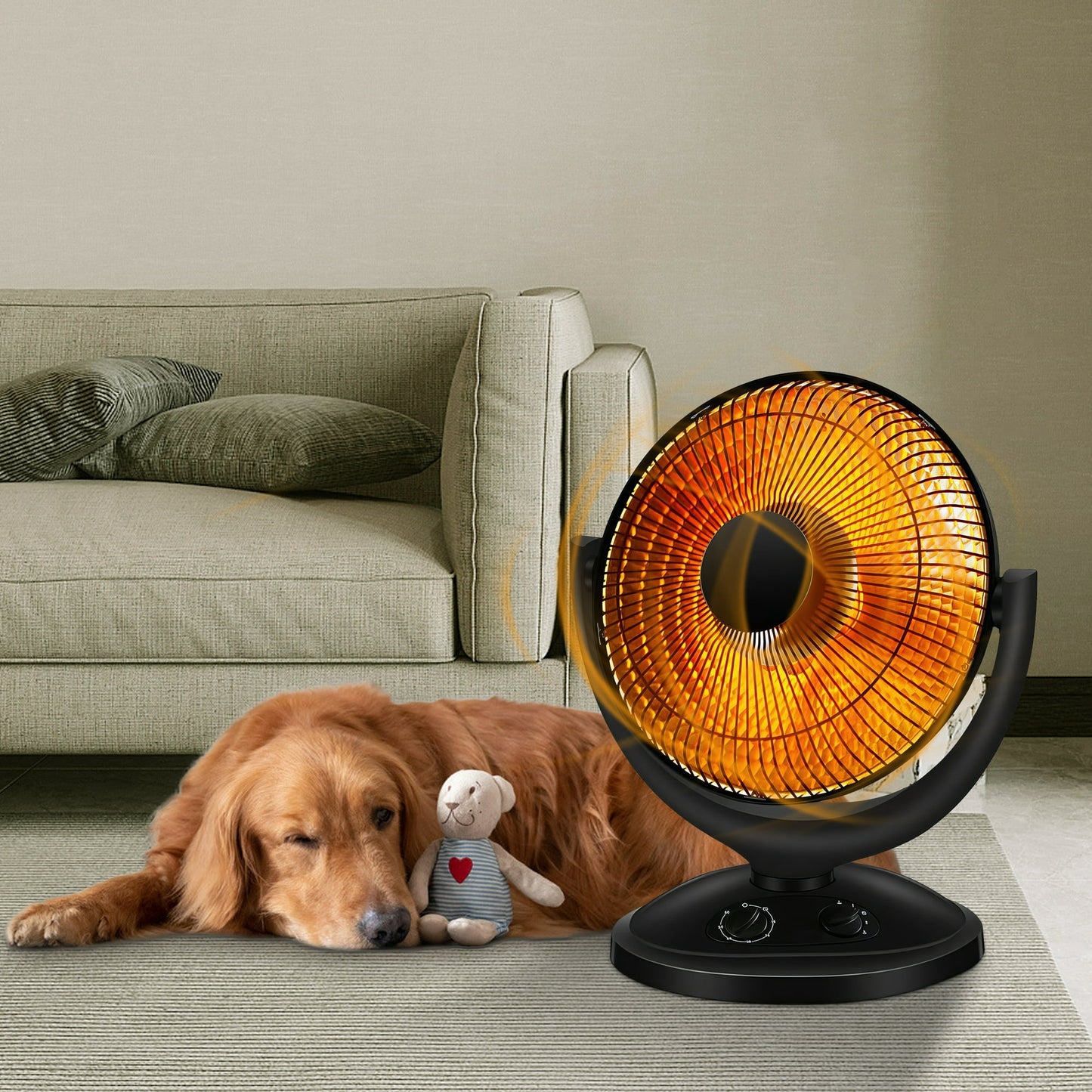 Auseo Oscillating Parabolic Space Heater with Timer, Radiant Dish Heat