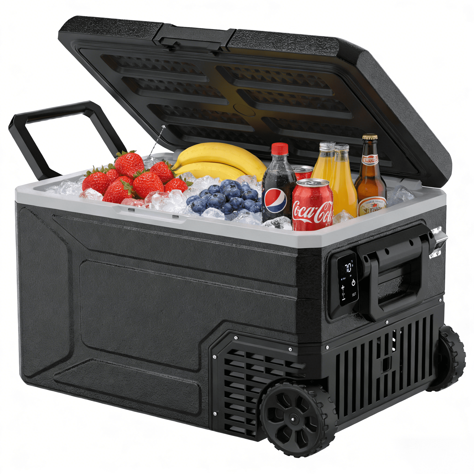 Auseo 68 Quart Portable Car Refrigerator , 12V/24V DC & 110-240V AC, F