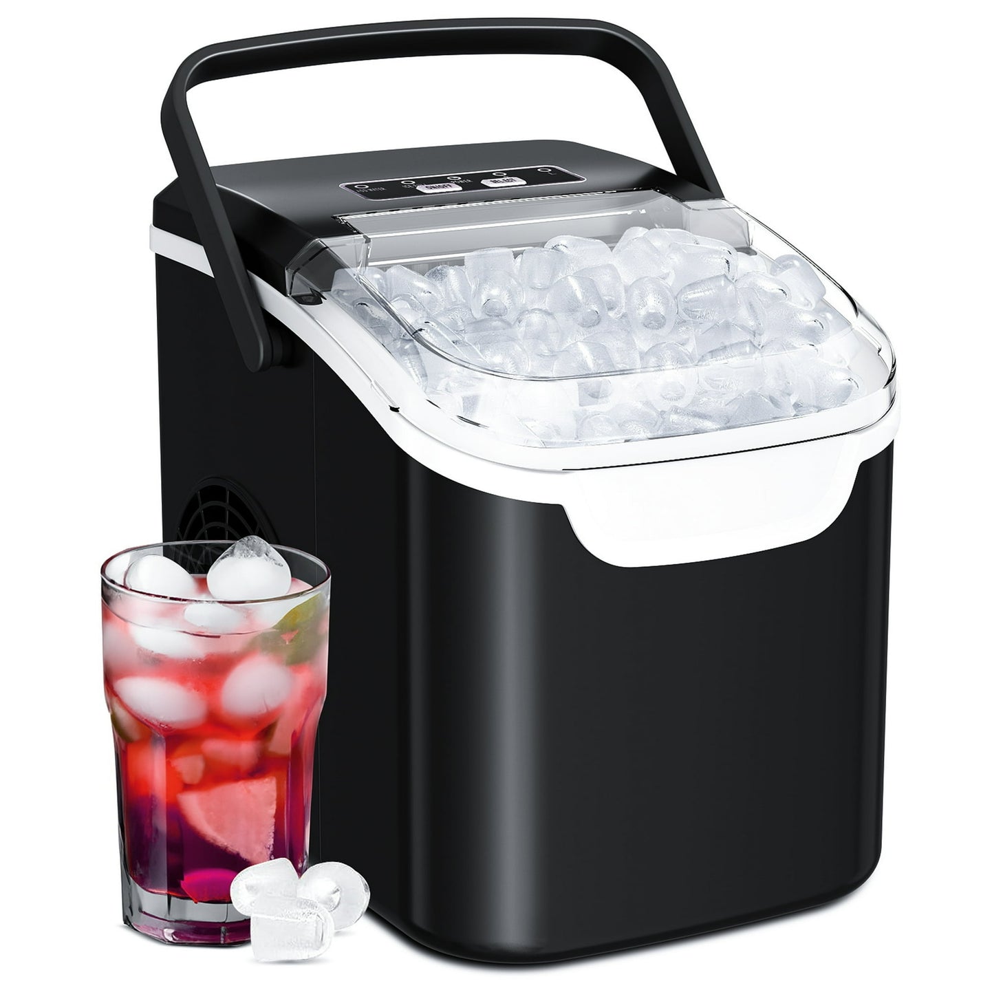 Auseo Portable Ice Maker Countertop, 2 Sizes of Bullet Ice Cubes, Self