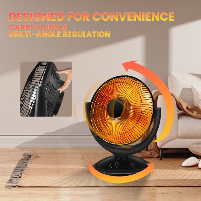 Auseo Oscillating Parabolic Space Heater with Timer, Radiant Dish Heat