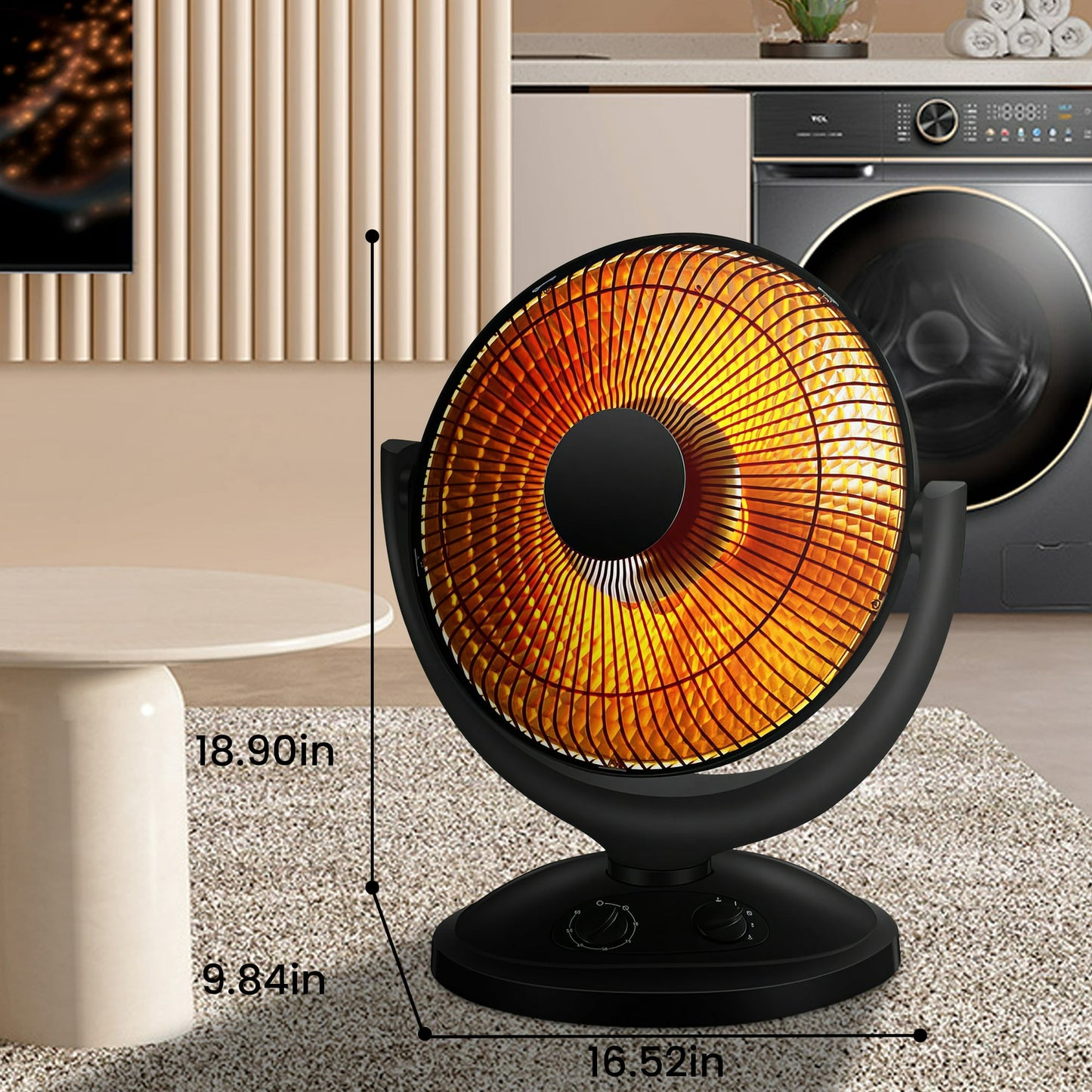 Auseo Oscillating Parabolic Space Heater with Timer, Radiant Dish Heat